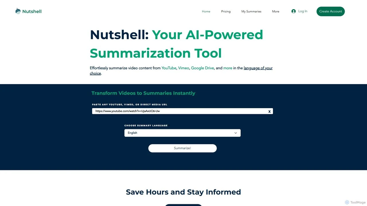 Nutshellapp - AI视频摘要工具，一键生成多语言视频文本摘要 | 酷特喵
